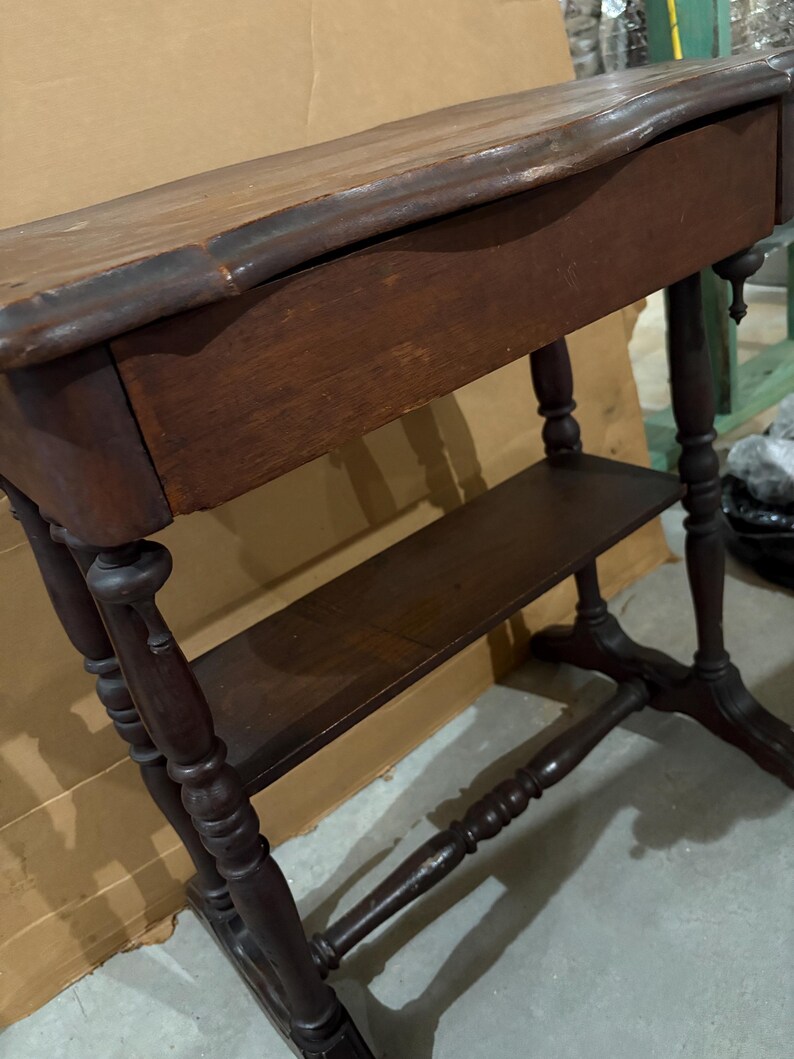 Antique Parlor Table W/single Drawer and Shelf Eastlake Style Scalloped ...