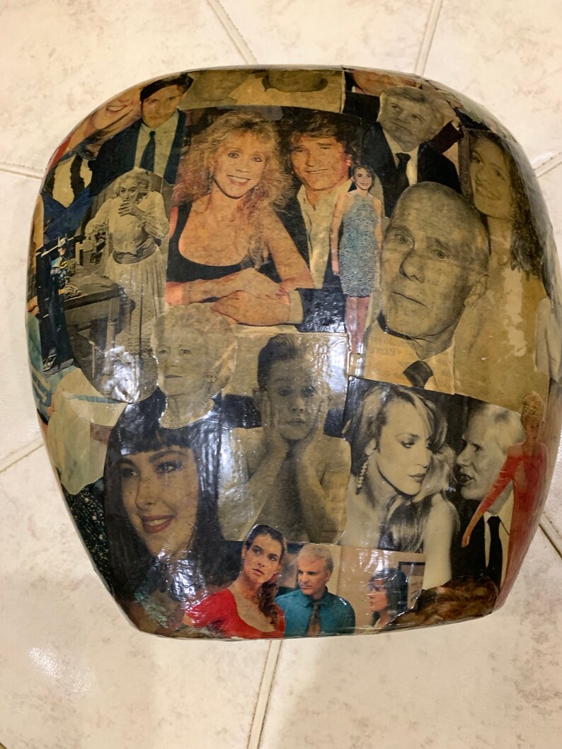 Midcentury FAMOUS PEOPLE VASE Oval Decoupage Movie & Television ...