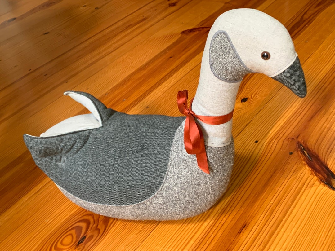 GRAY GOOSE DOORSTOP Door Stop Handcrafted Vintage Large Stuffed Door ...