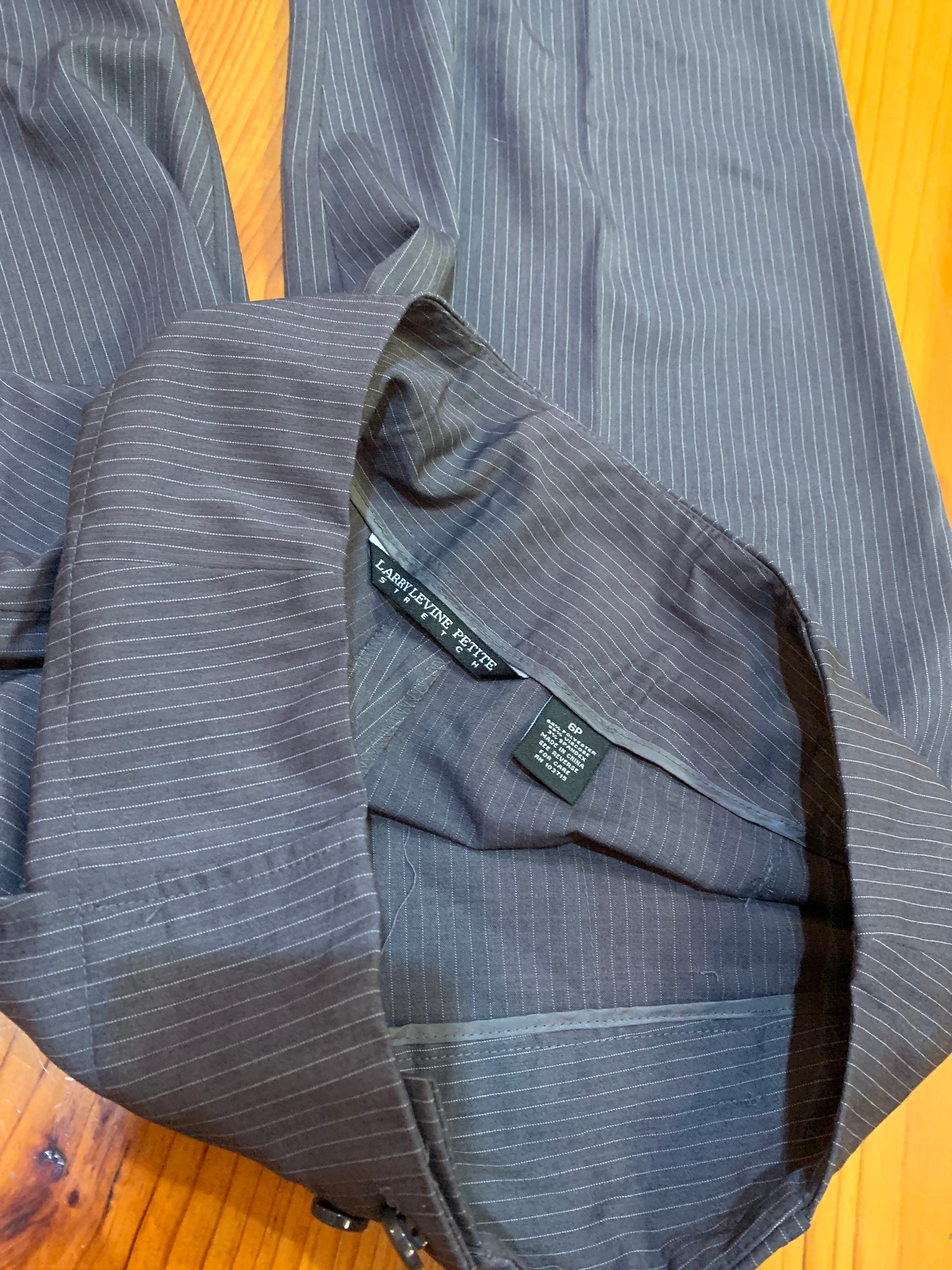 80s STRETCH Dress Slacks Charcoal Pin Stripe Pants Wide Legs Vintage ...