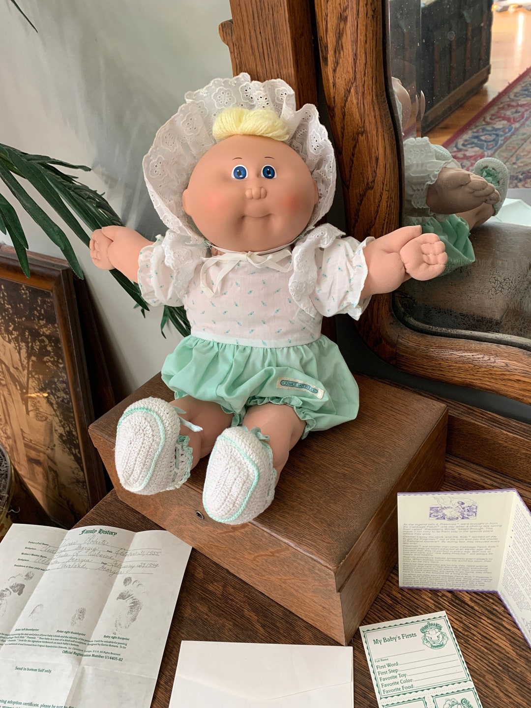 80s CPK Preemie DOLL Cabbage Patch Kids 1985 W Name & Paperwork Xavier Roberts Signed Coleco P ...