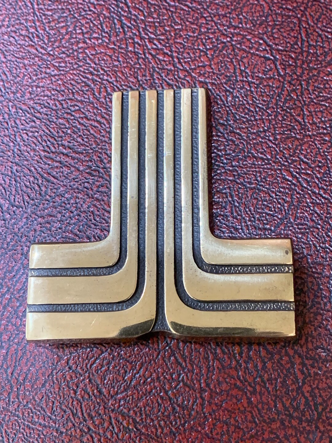 RARE Solid Brass Vintage Heavy Paperweight Logo Ridged Original Brown ...