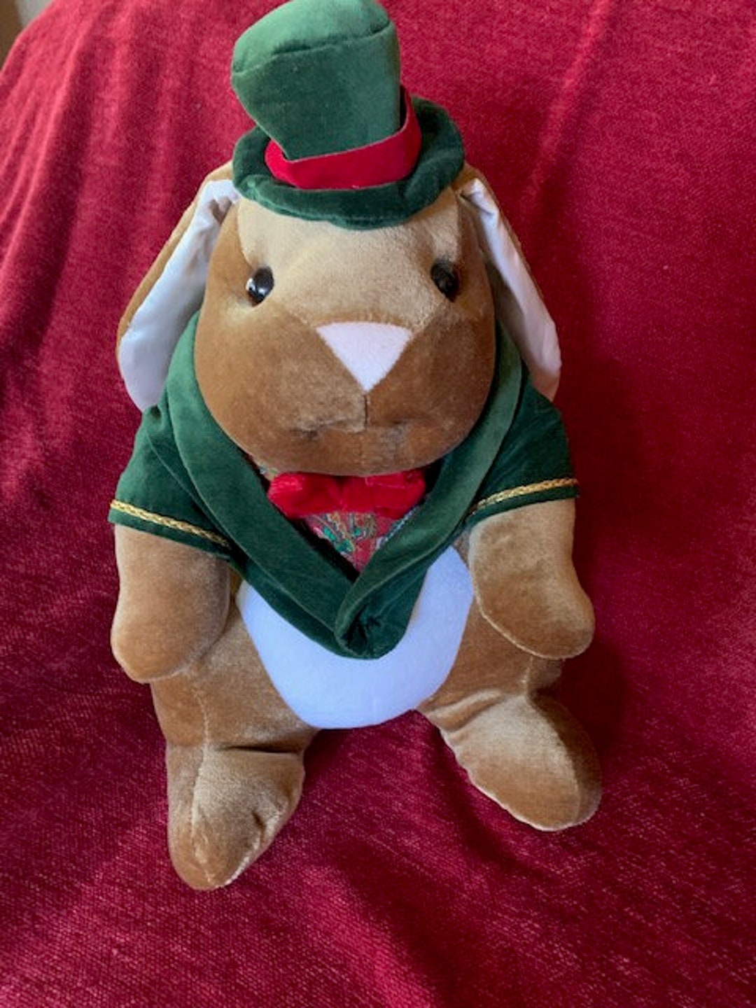 1985 Toys R Us RABBIT Easter VELVETEEN Velvet Vintage 14" PLUSH Jacket ...