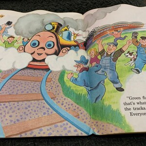 RARE 1979 TOOTLE Golden Shape Book Train Horse Workers Action Engineer ...