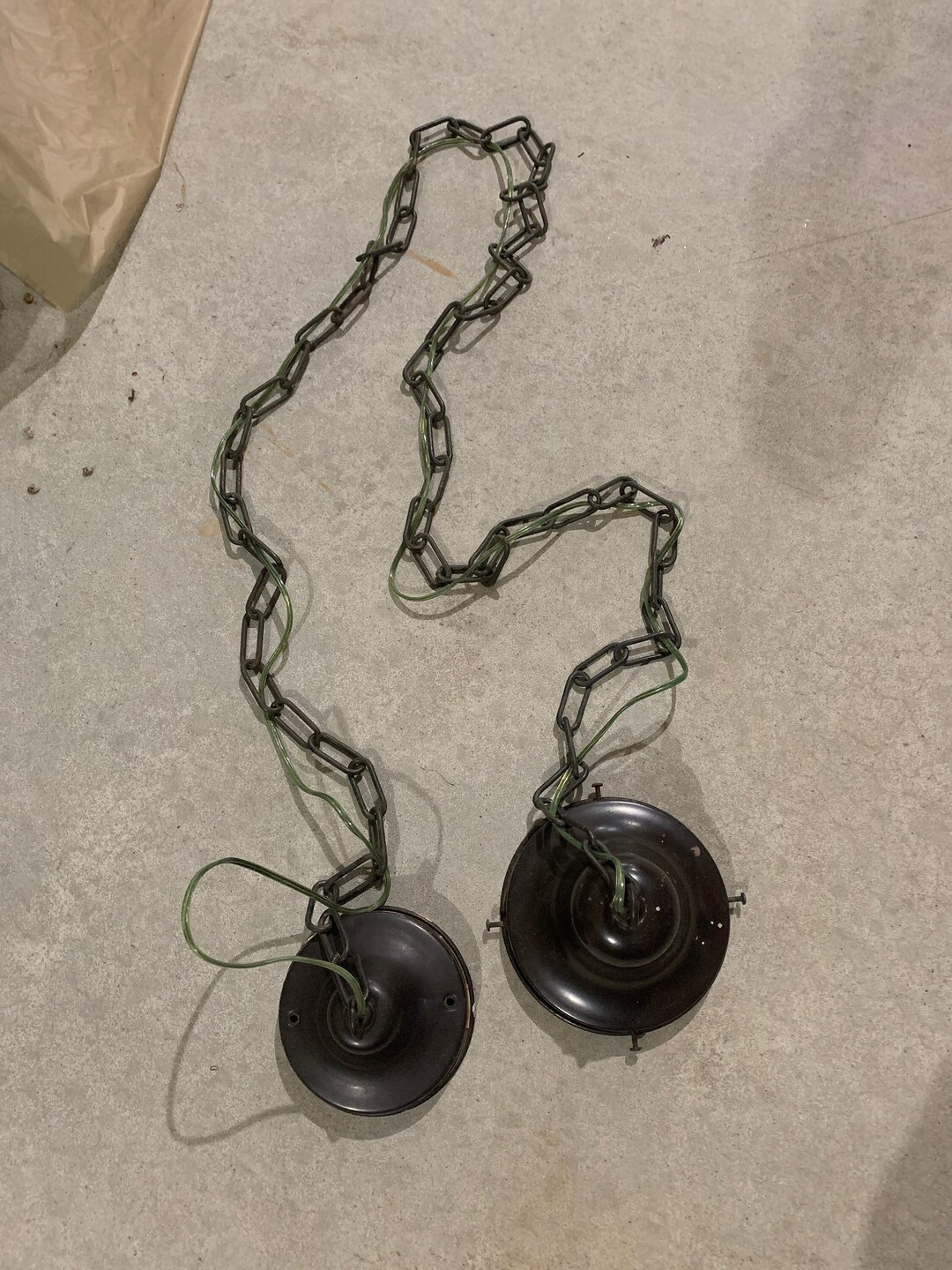 Antique Light Fixture 2-canopy Hanging Pendant Ceramic Fitting W 96 ...