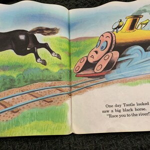 RARE 1979 TOOTLE Golden Shape Book Train Horse Workers Action Engineer ...