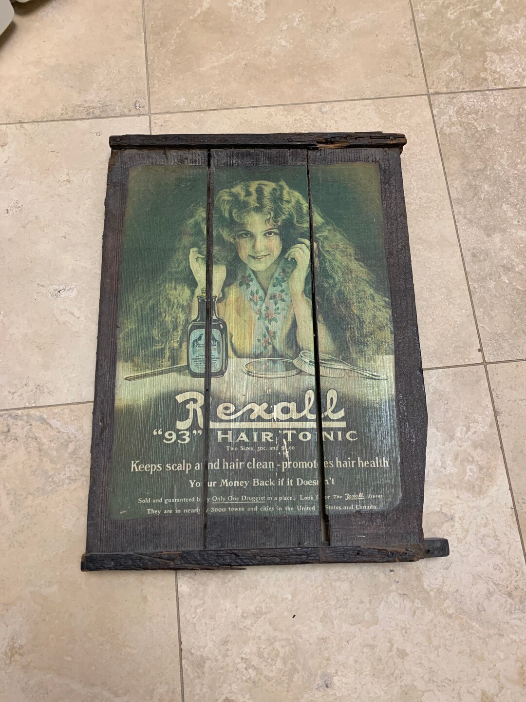 70s Barnwood Wall Hanging Rexall “93” Hair Tonic Hair Product ...