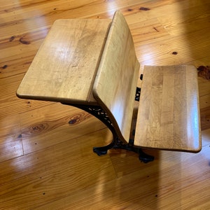 Rare PRIMARY Size DESK SCHOOLHOUSE Cast Iron Solid Pine Marked 1889 ...