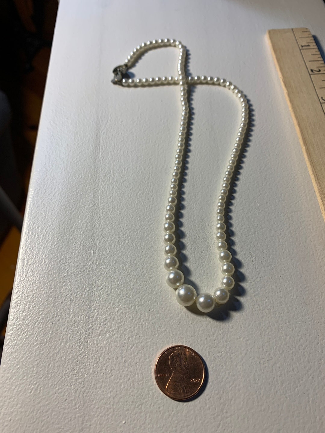 Very Old Pearl Necklace Antique Round Silver Clasp Graduated Delicate ...