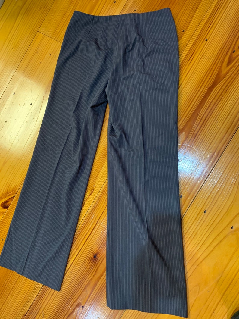 80s STRETCH Dress Slacks Charcoal Pin Stripe Pants Wide Legs Vintage ...