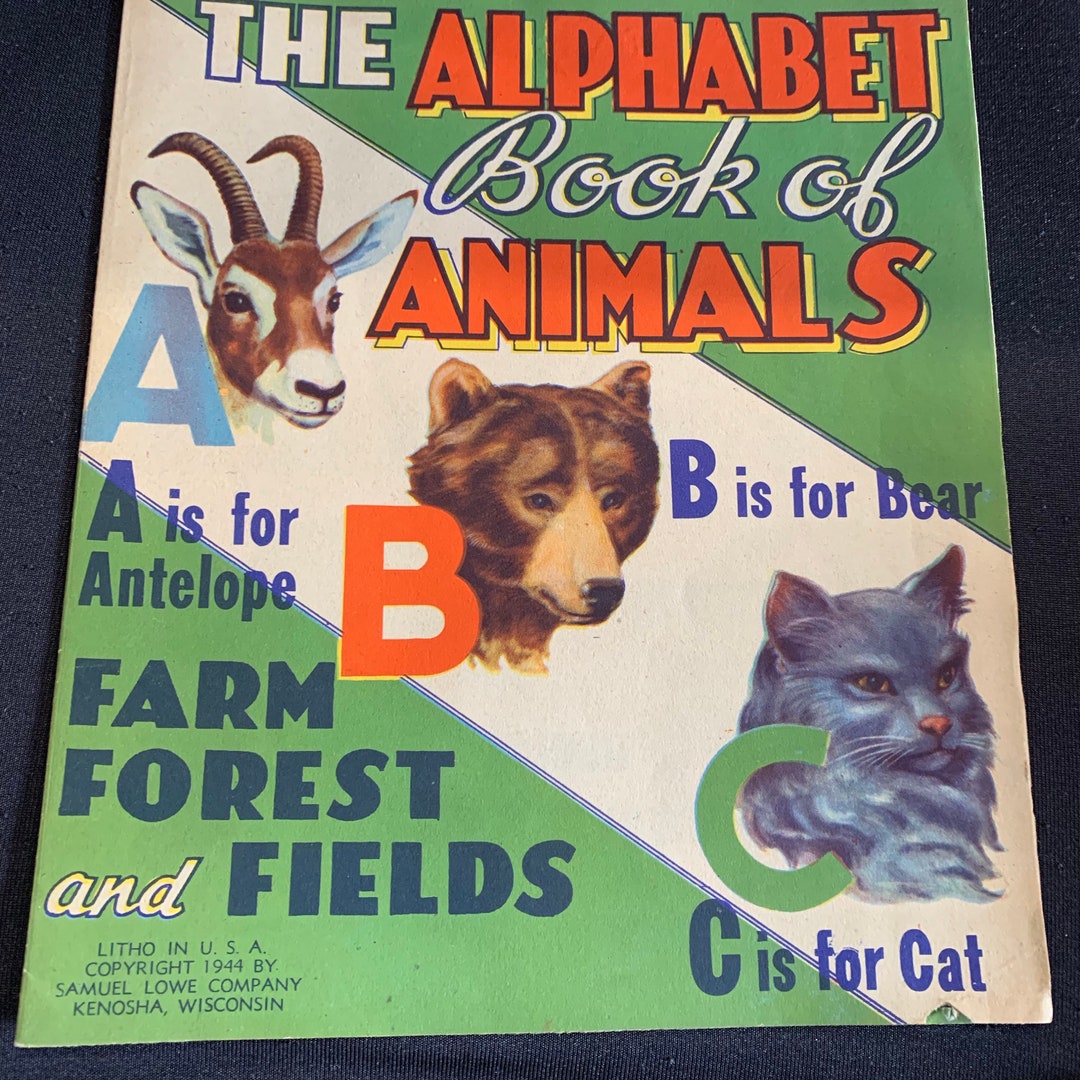 1944 Litho Alphabet Book of Animals, Vintage Children's Book - Etsy
