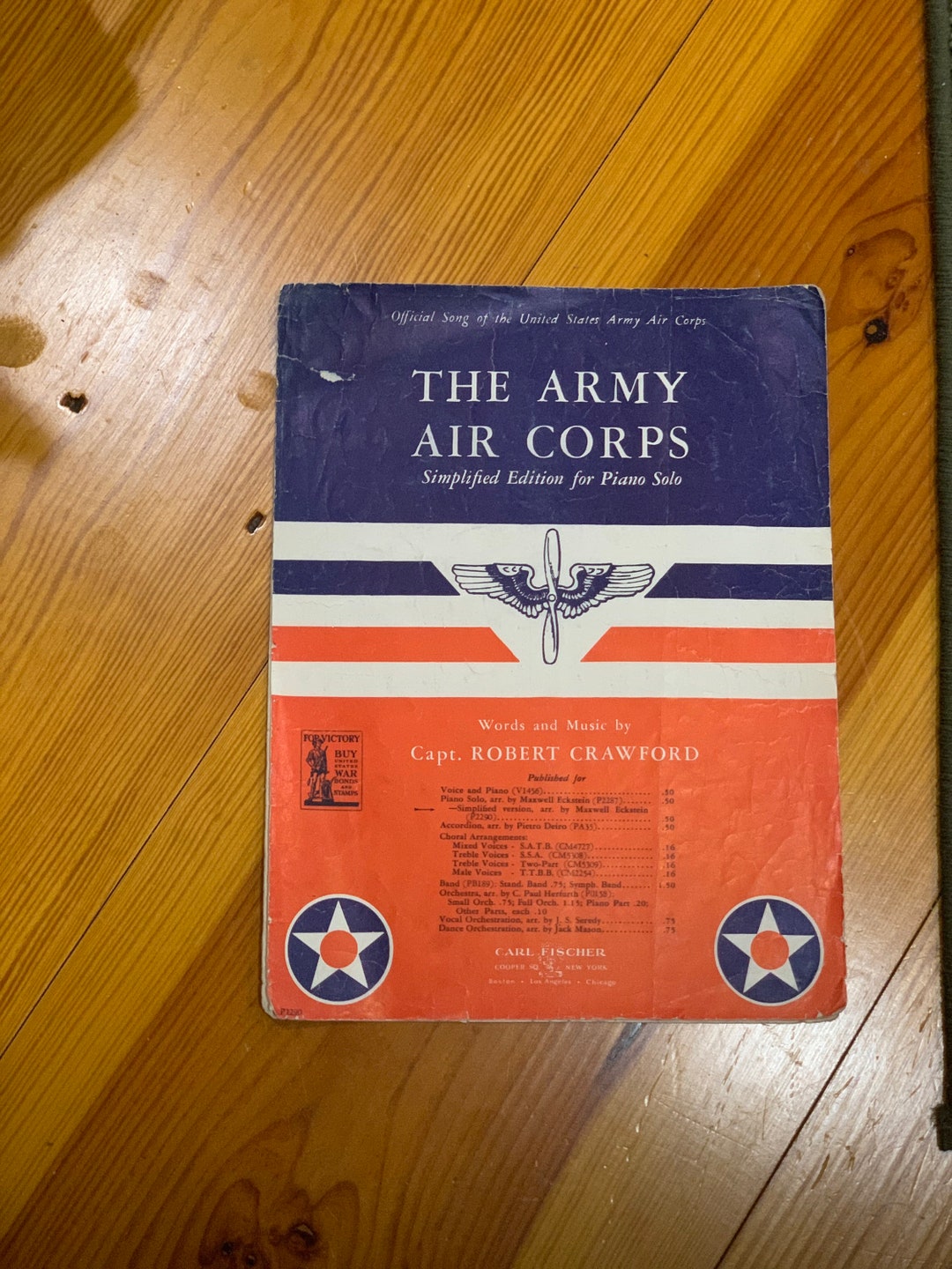ARMY AIR CORPS Music Covers and Pages 2 & 5 Official Song Words by Capt ...