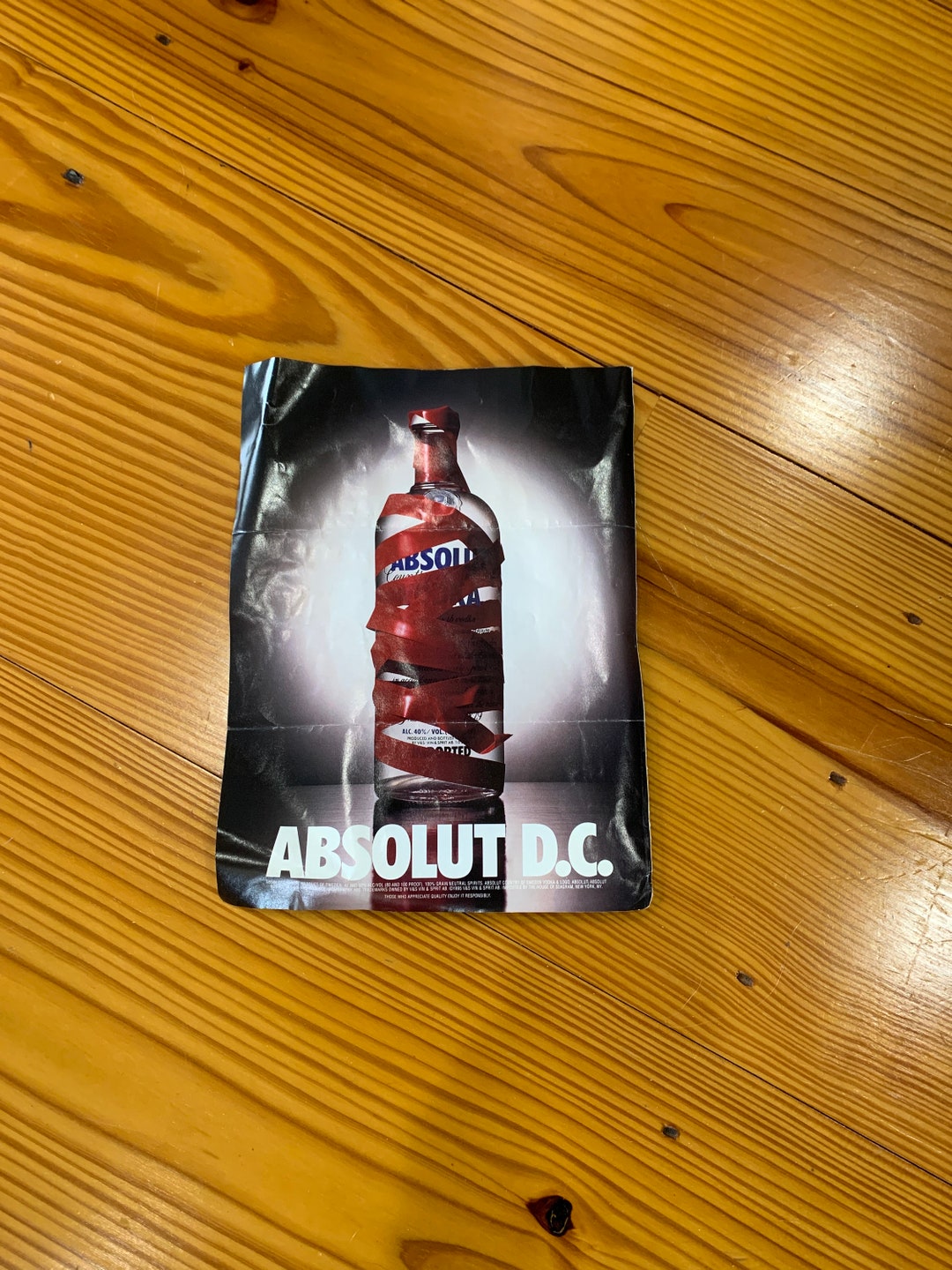 1995 AD Absolut DC Vintage Vodka Print Ad Washington Red Tape Bottle ...