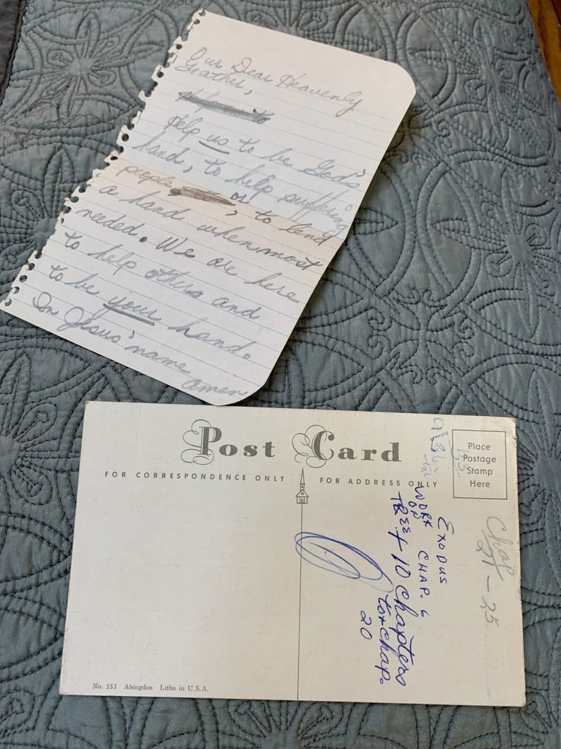 Rare 50s CHURCH RALLY Color POSTCARD & Written Prayer Card - Etsy