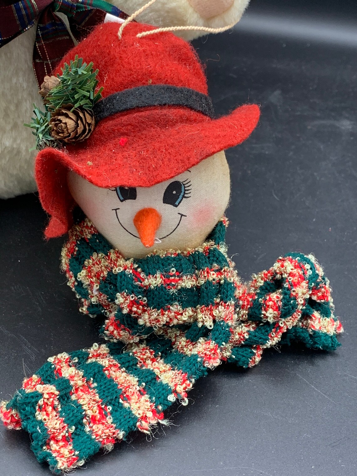 RARE Vintage Cracker Barrel Snowman Ornament Fedora Carrot | Etsy