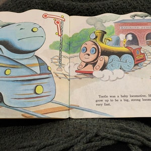 RARE 1979 TOOTLE Golden Shape Book Train Horse Workers Action Engineer ...