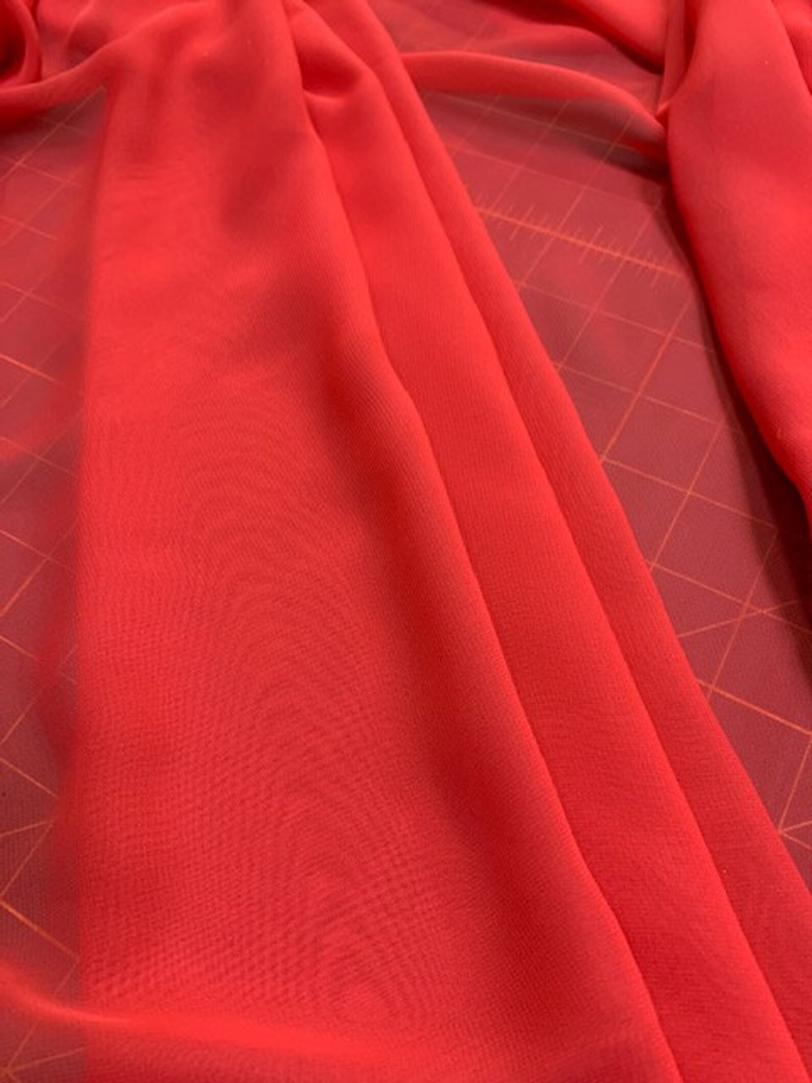 RED FABRIC CHIFFON 2 1/6 Yd X 29 Wide Transparent See-through - Etsy ...