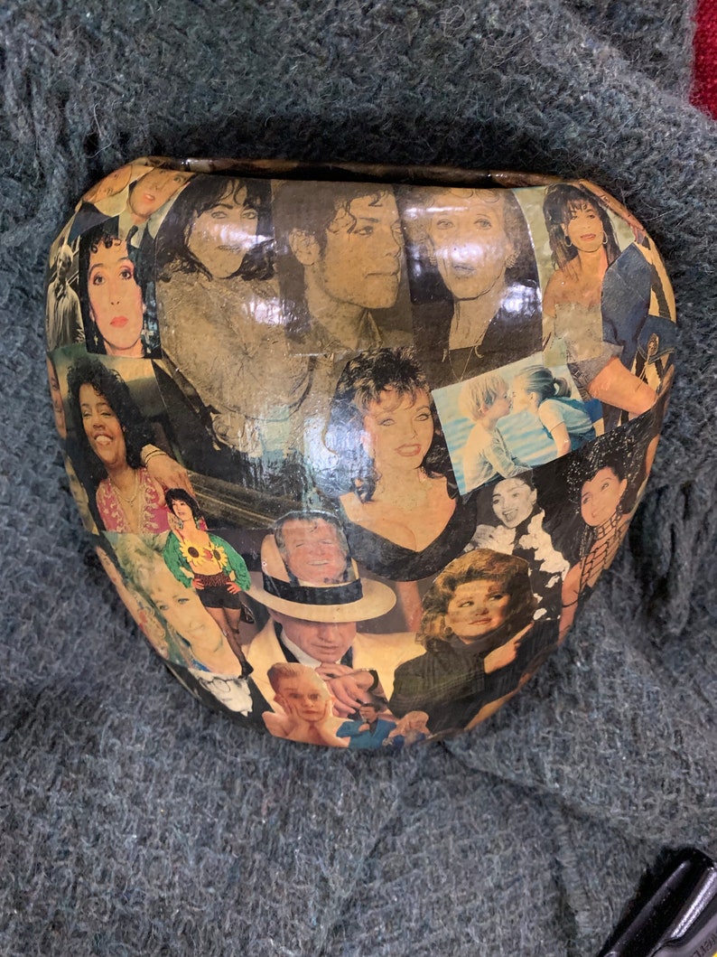 Midcentury FAMOUS PEOPLE VASE Oval Decoupage Movie & Television ...