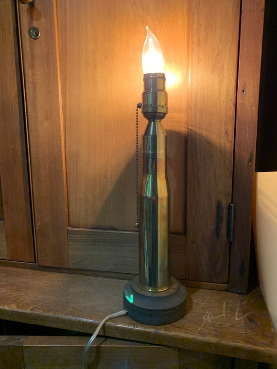 RARE Vintage Bullet Shape Table Lamp Patinated Brass Military - Etsy