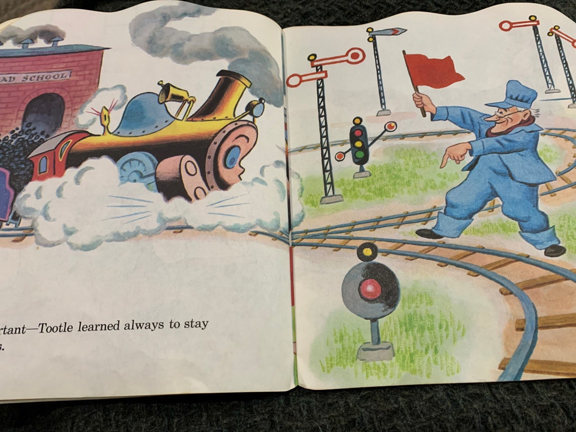 RARE 1979 TOOTLE Golden Shape Book Train Horse Workers Action - Etsy