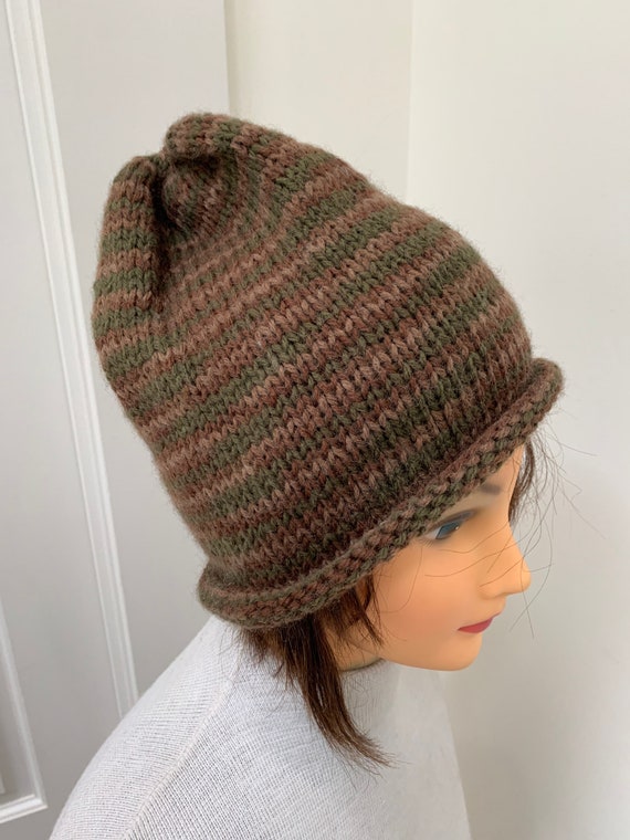 Vintage Green Wool Slouch Hat Roll Style Y2k 90s - Gem