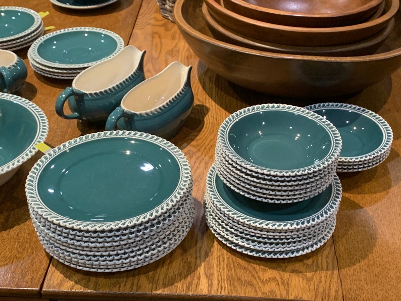 Rare 50s Harkerware Green Corinthian Chesterton W White - Etsy