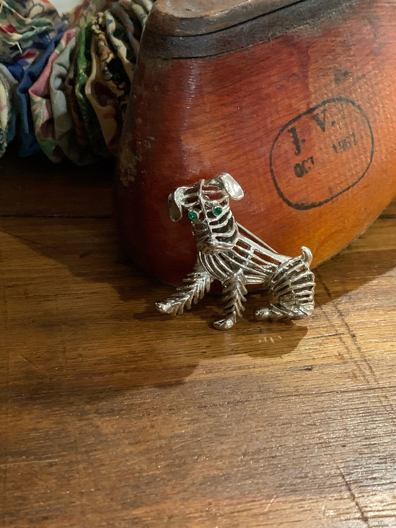 80s Gerry's Scottie Pin Dog Terrier Schnauzer Brooch GIFT Silver Tone W ...