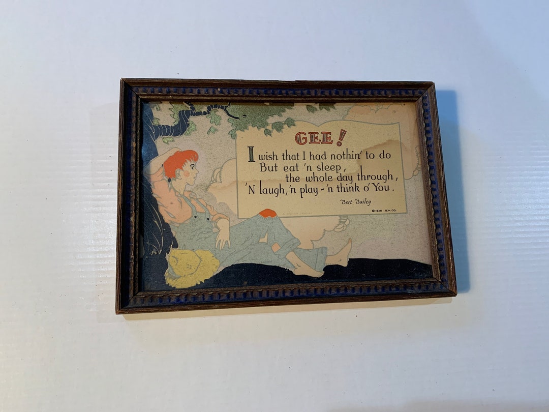 For Tiffany Motto GEE! Love Framed Picture by Bert Bailey 1928 Poet G.A ...