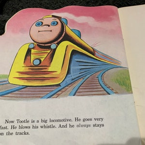 RARE 1979 TOOTLE Golden Shape Book Train Horse Workers Action Engineer ...