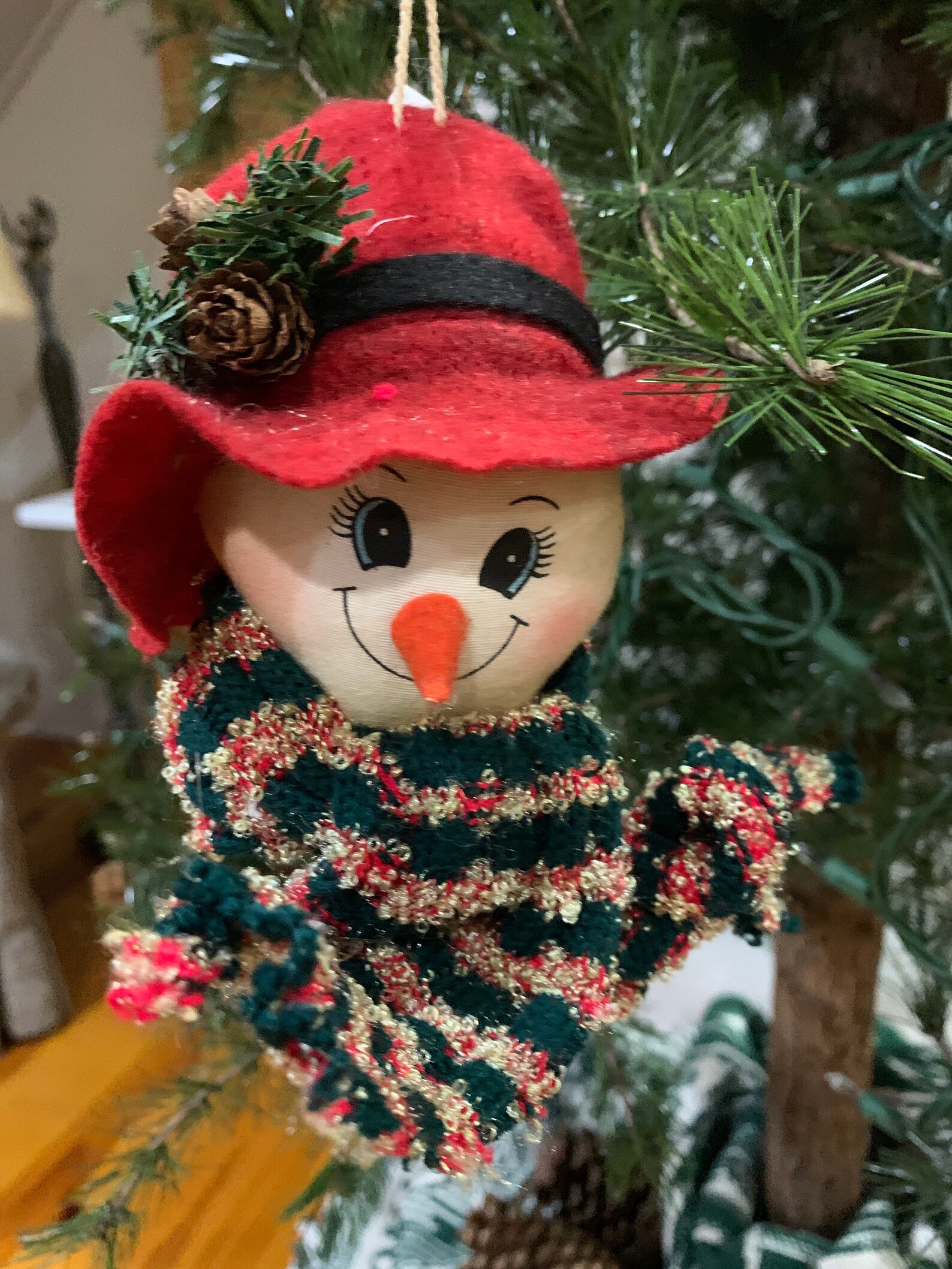 RARE Vintage Cracker Barrel Snowman Ornament Fedora Carrot | Etsy