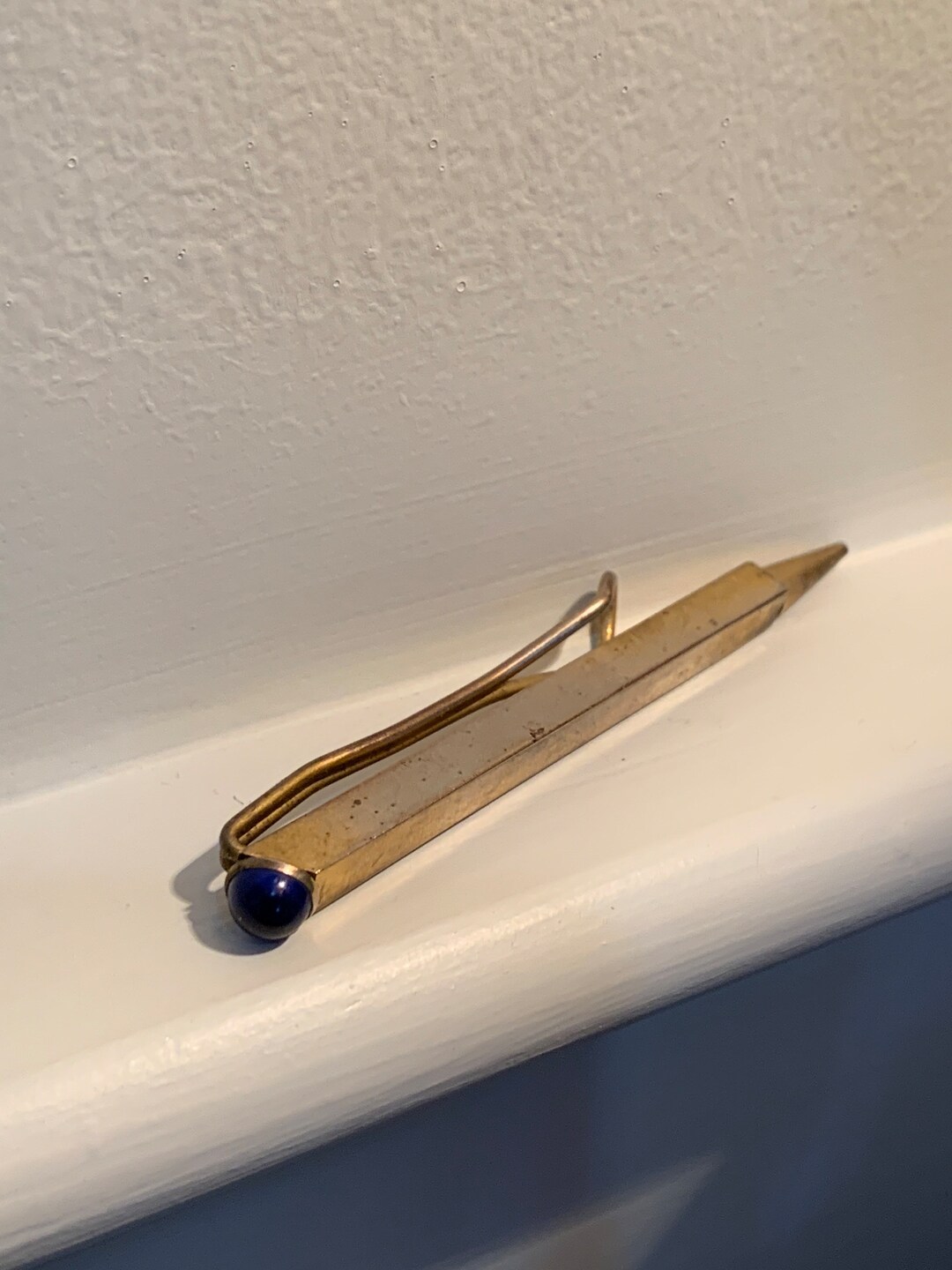 RARE Mechanical Working Pencil W Blue Lapis Sparkling Gem Stone Vintage ...