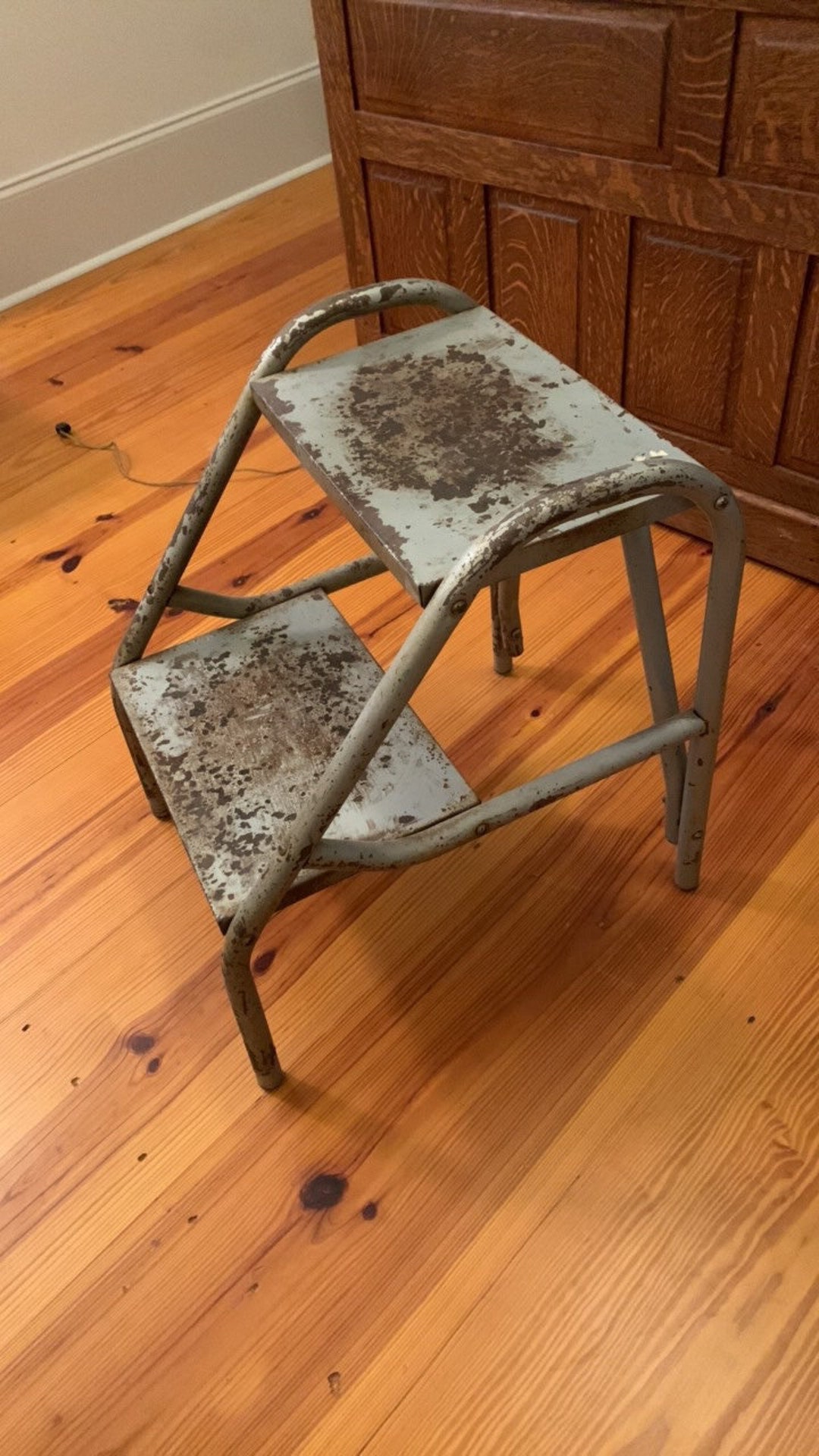 RARE Industrial Step Ladder Metal Stool Wide Seat Curvy - Etsy