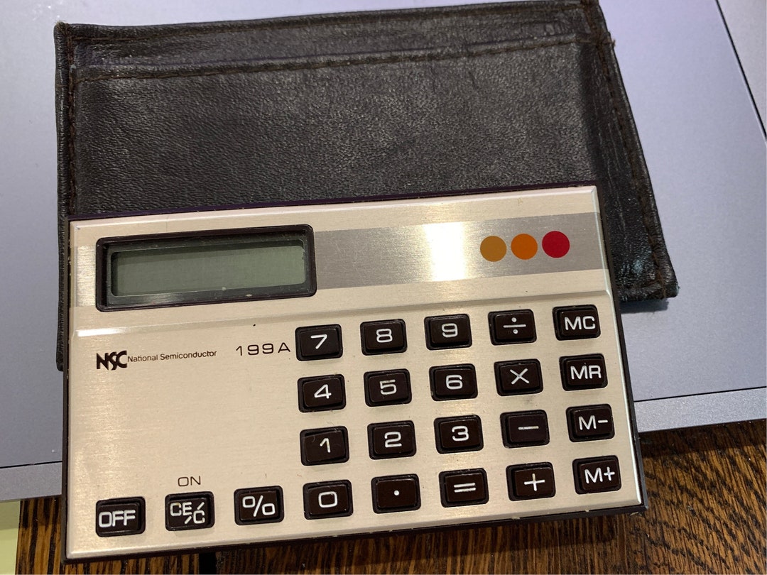 Vintage NSC ELECTRONIC CALCULATOR National Semiconductor 199A Gold Tone ...