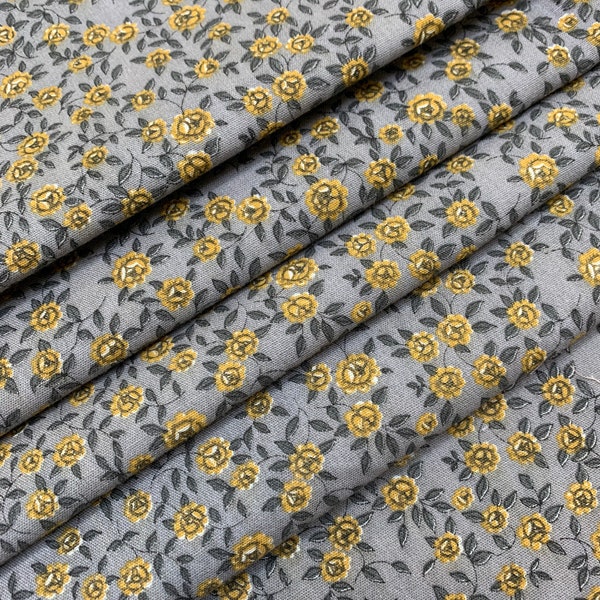 Vintage Yellow Calico Fabric - Etsy