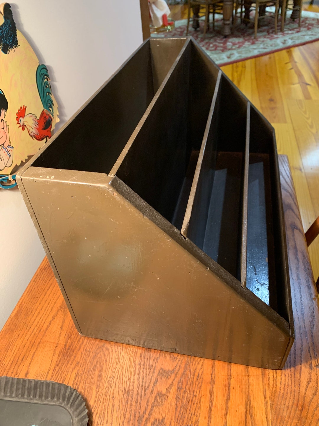 Rare DIVIDED BOX WOODEN Cabinet Storage/display/organize Midcentury 7/8 ...