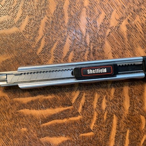 RARE Sheffield Box Cutter W Finger Grips Screw Locks Blade Thumb Slider ...