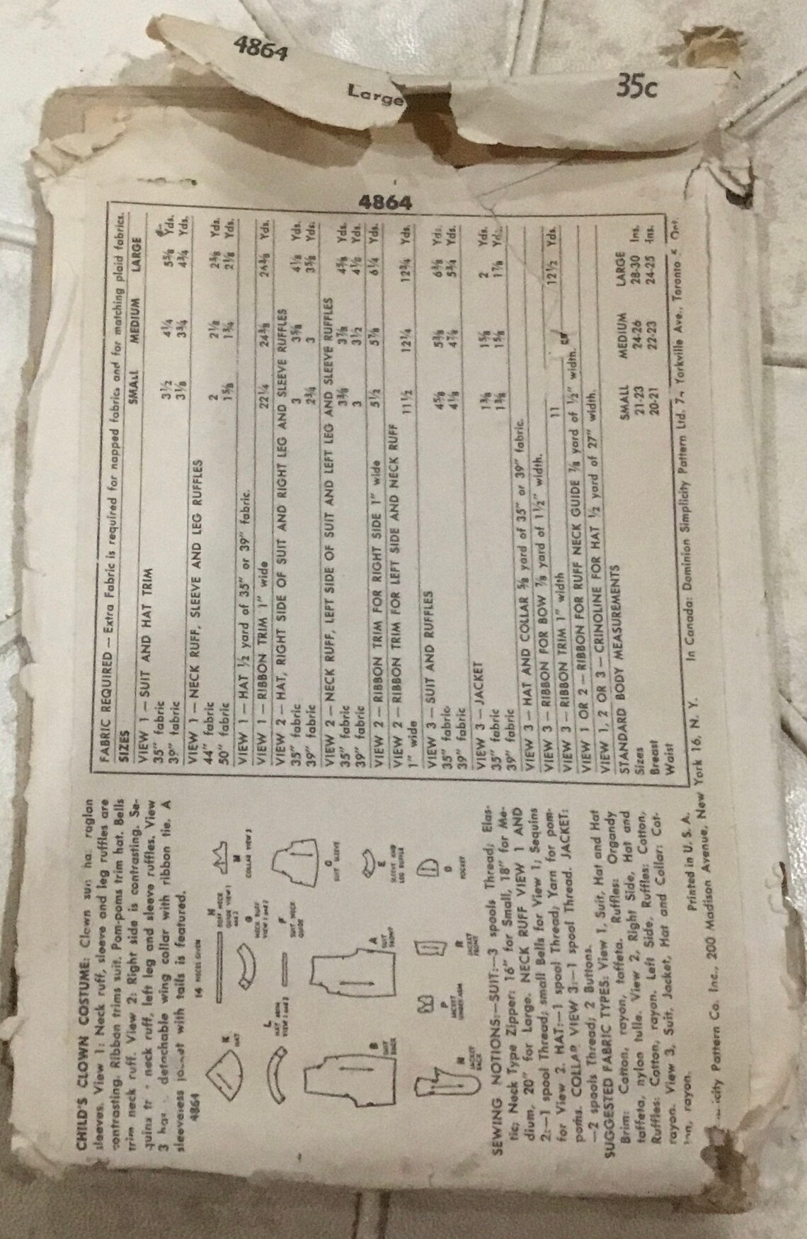 RARE VINTAGE Simplicity Pattern 4864 KID Clown Costume Sewing - Etsy