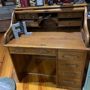 Rare S-CURVE ROLLTOP DESK Antique Tiger Oak (not Free Ship) Smooth ...