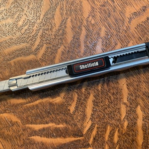 RARE Sheffield Box Cutter W Finger Grips Screw Locks Blade Thumb Slider ...