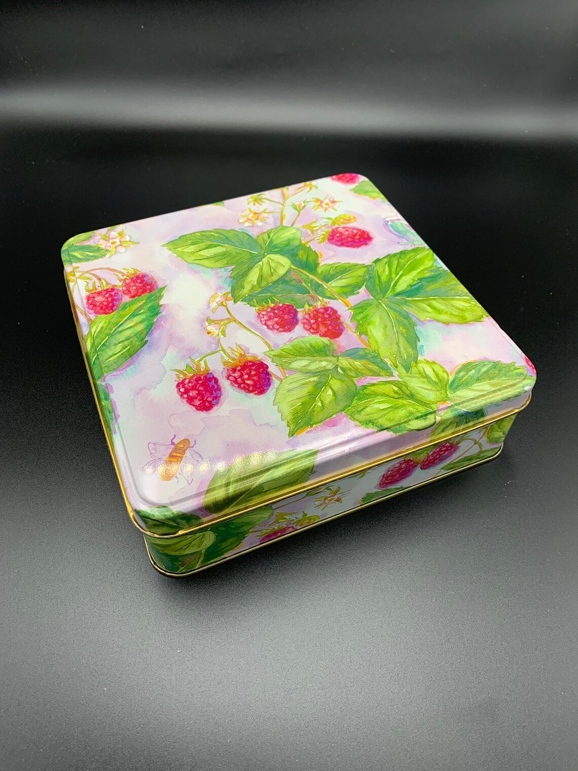 Rare 80s RASPBERRIES TIN CONTAINER Square Collectible 8 1/2 X | Etsy