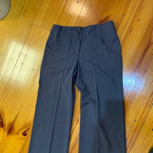 80s STRETCH Dress Slacks Charcoal Pin Stripe Pants Wide Legs Vintage ...