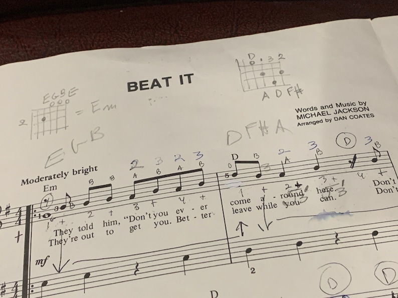 RARE 1982 MICHAEL JACKSON Song "beat It" Piano Sheet Music Arranged by ...