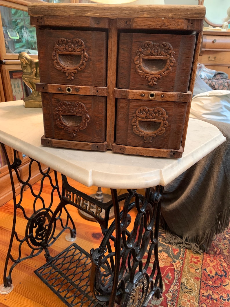 RARE Set of 2 Antique Oak Sewing Drawers Solid Wooden TWO in - Etsy