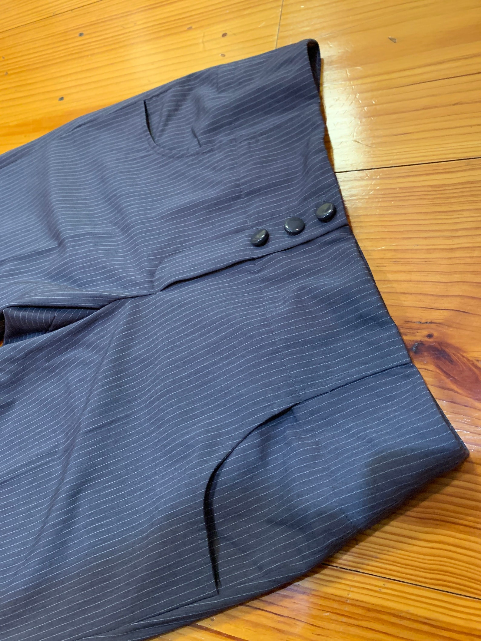 80s STRETCH Dress Slacks Charcoal Pin Stripe Pants Wide Legs Vintage ...