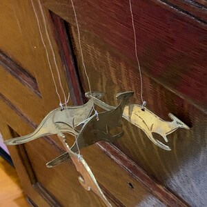 90s Brass Kangaroo Wind Chimes 19" Total Length 4 Animals Chiming, Each ...