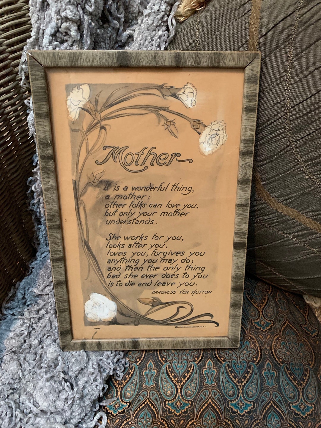 Mother GIFT Framed POEM Art Deco VINTAGE 11 1/4 X 7 3/8 X 1/2 Numbered ...