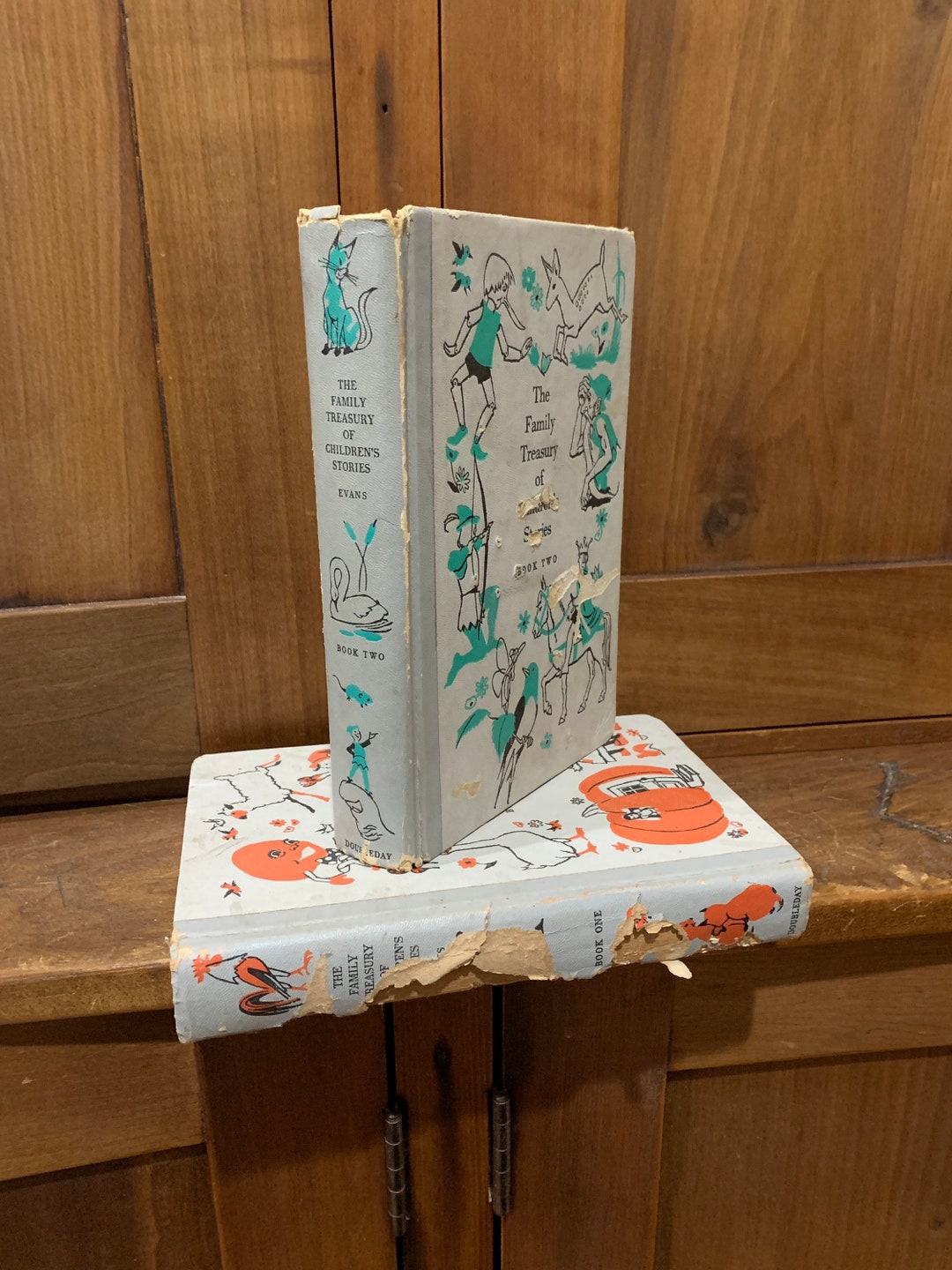 1956 ILLUSTRATED Kid Books Set (2) Family Treasury of Children's ...