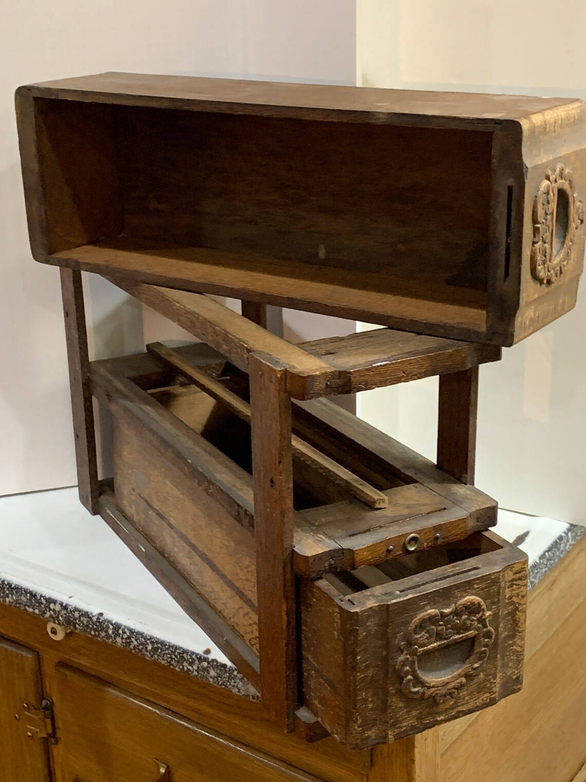 RARE Set of 2 Antique Oak Sewing Drawers Solid Wooden TWO in - Etsy