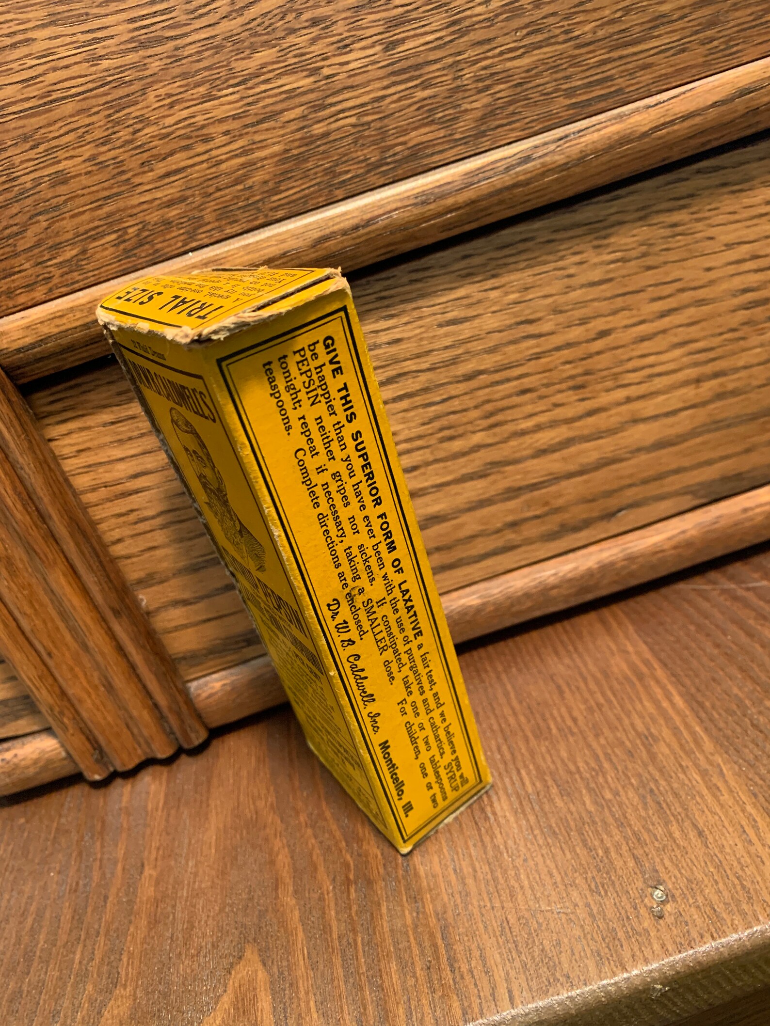 30s ADVERTISING BOX CONTAINER W B Caldwells Original Trial Size Yellow ...
