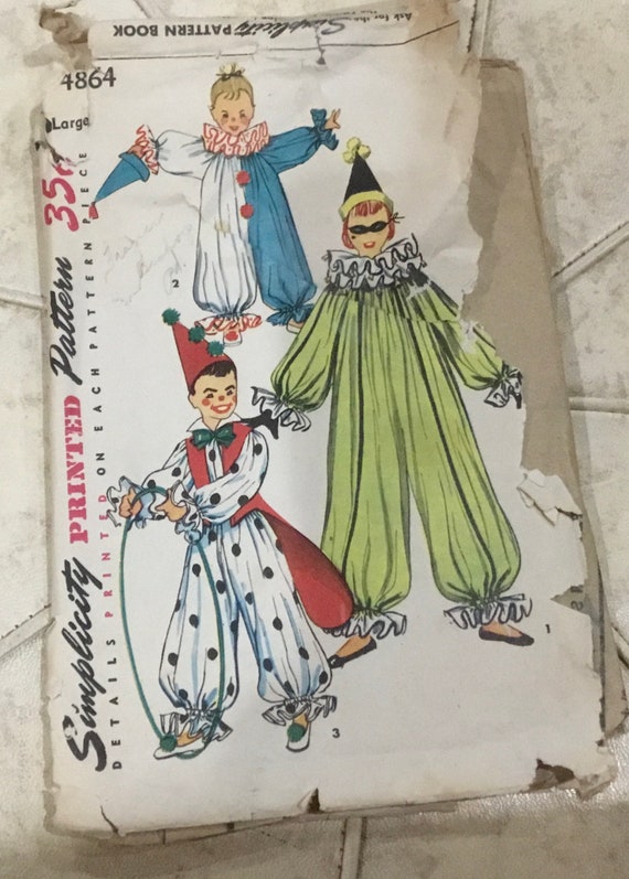 RARE VINTAGE Simplicity Pattern 4864 KID Clown Costume Sewing | Etsy